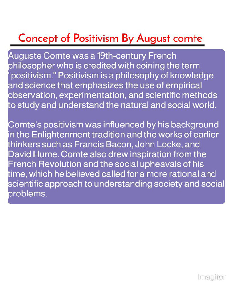 Positivism by August Comte. | PDF