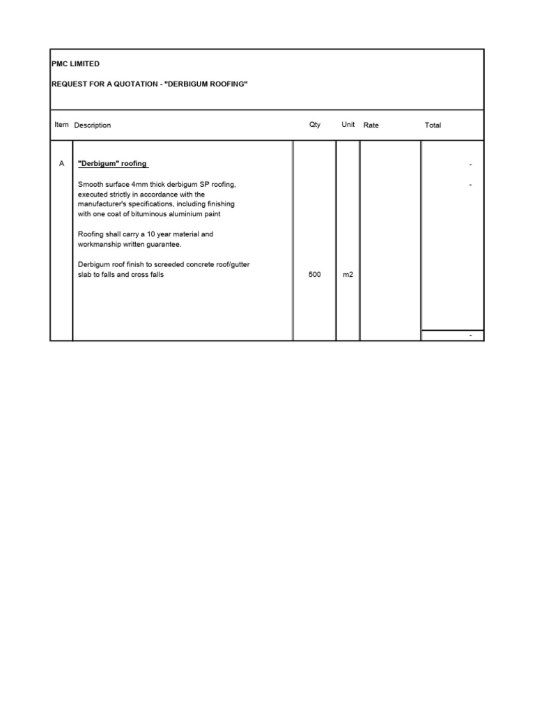 PMC Limited Derbigum Roofing | PDF