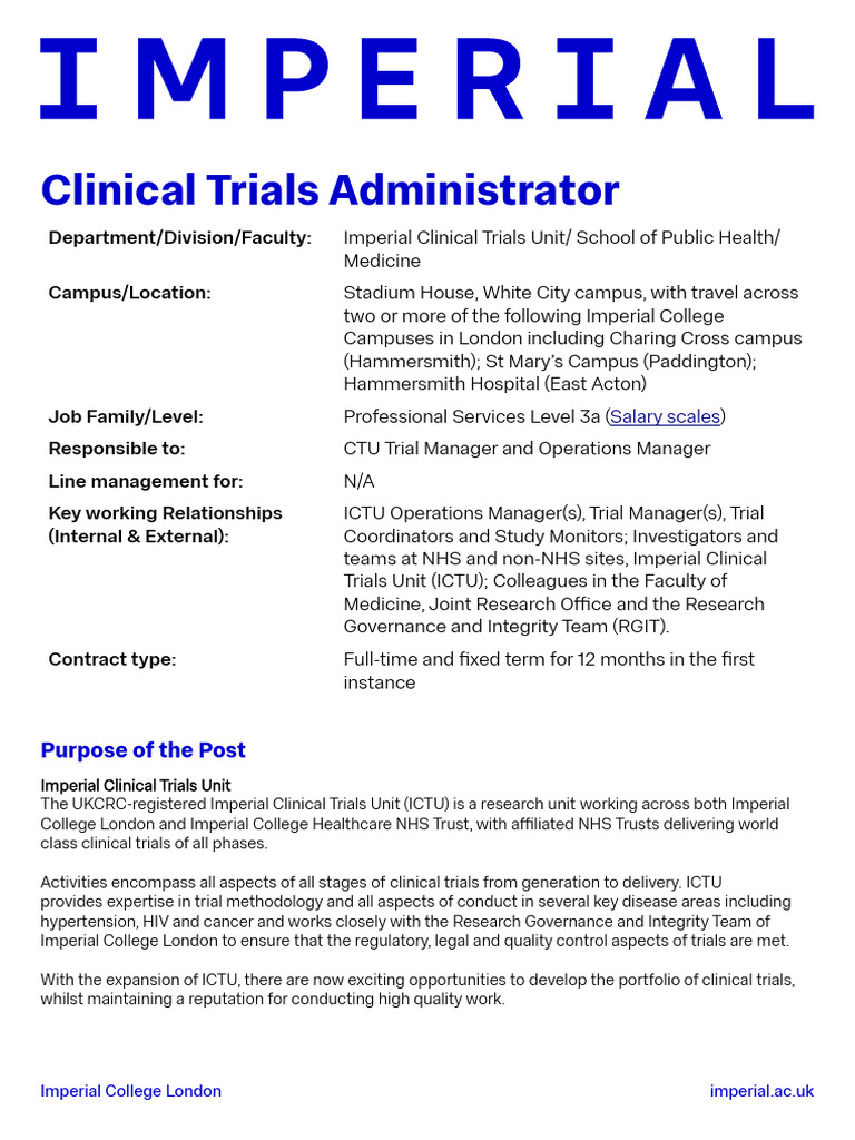 Clinical Trials Administrator Role | PDF | Clinical Trial