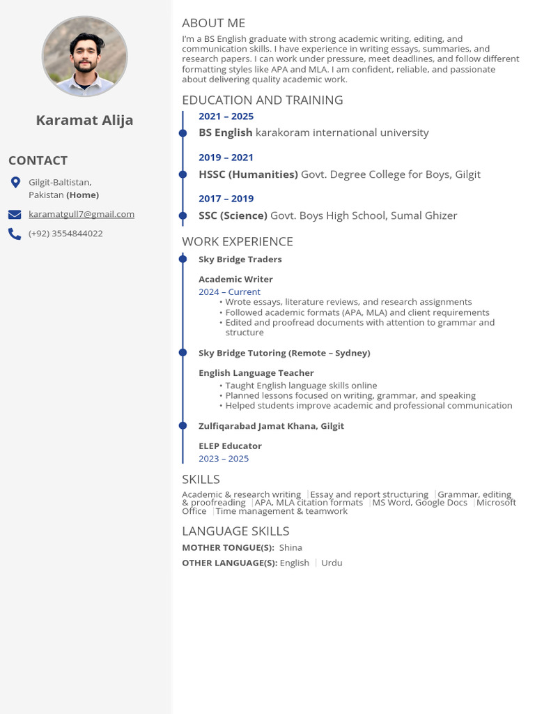Academic Writer and English Teacher Profile | PDF | Human Communication ...