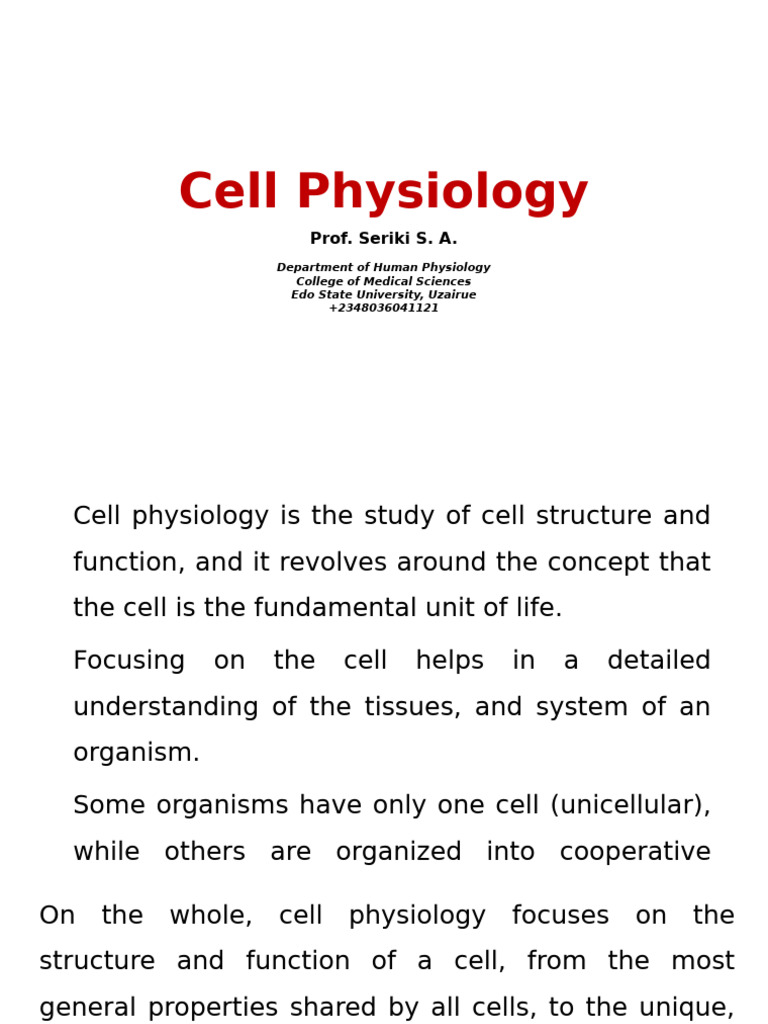 Understanding Cell Physiology Basics | PDF | Cell Signaling | Cell Membrane