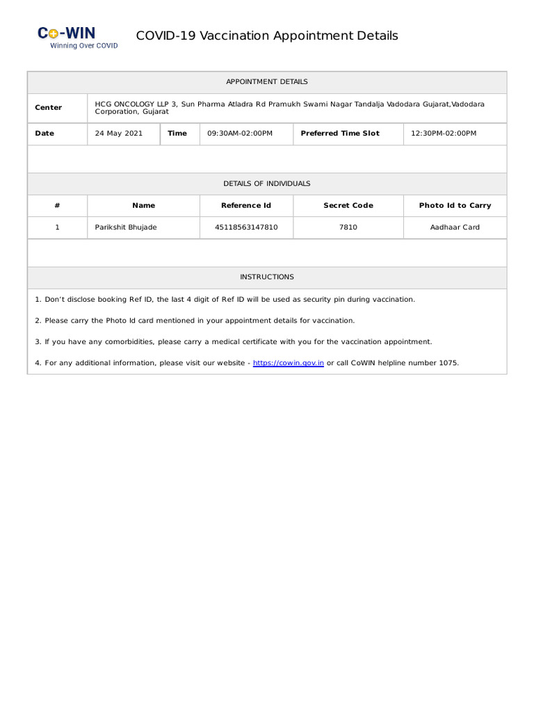 Appointment Slip | PDF