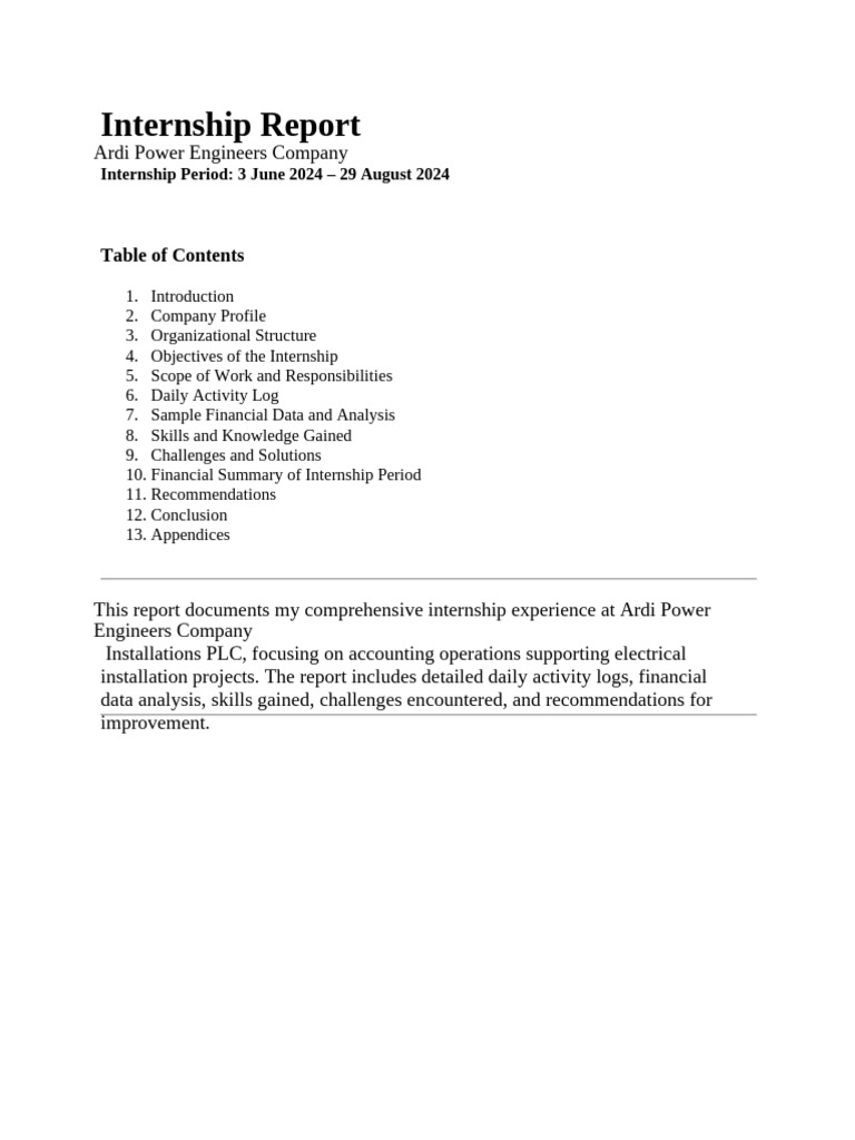 Accounting Internship Report at Ardi Power | PDF | Payroll | Invoice