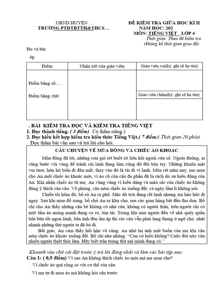 De Kiem Tra Giua HKII Mon Tieng Viet 4 KNTT-trang | PDF