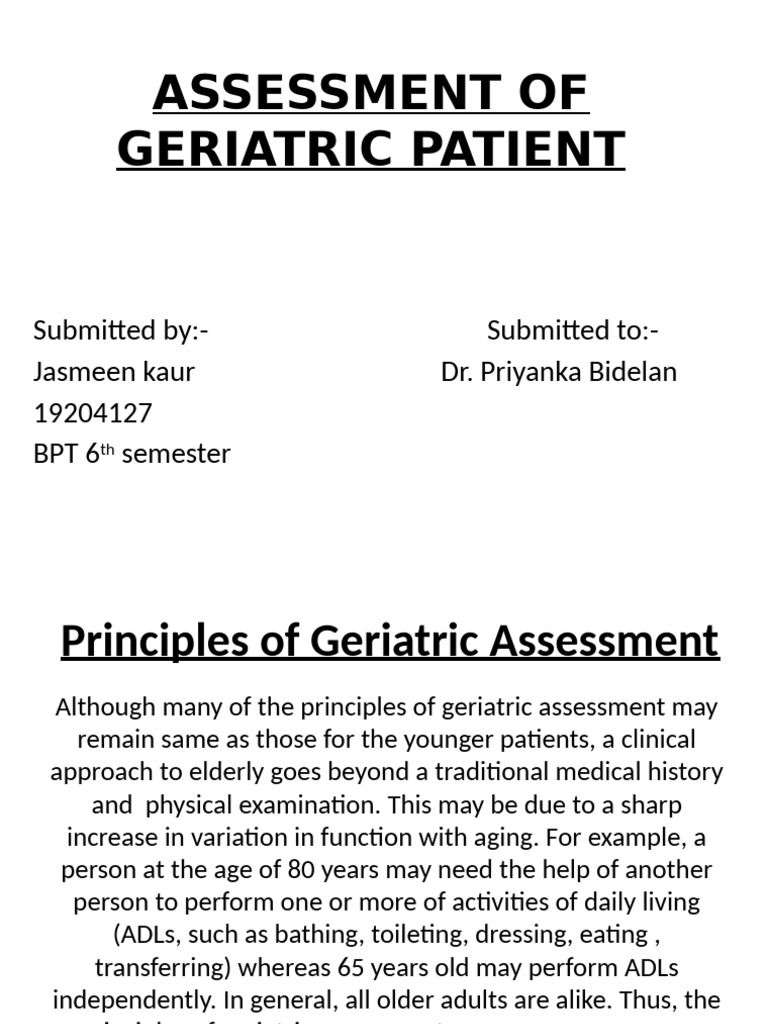 Assessment of Geriatric Patient | PDF | Geriatrics | Dementia