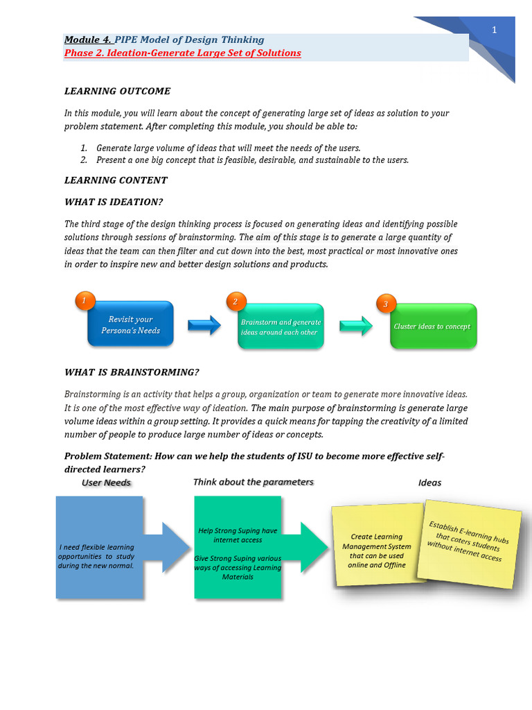 Module 4 Creative and Critical Thinking | PDF | Brainstorming | Design Thinking