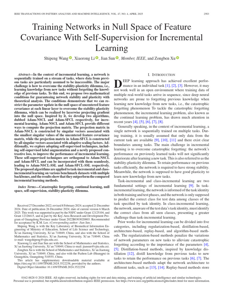 Wang 等 - 2025 - Training Networks in Null Space of Feature Covariance ...