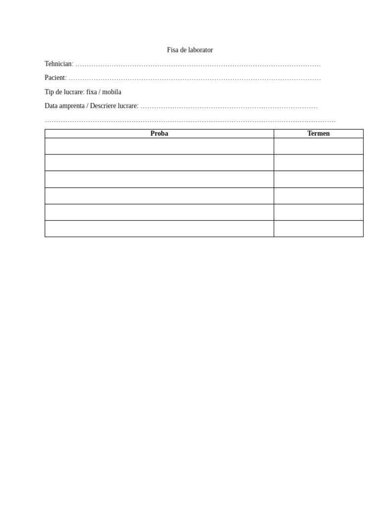 fisa laborator | PDF