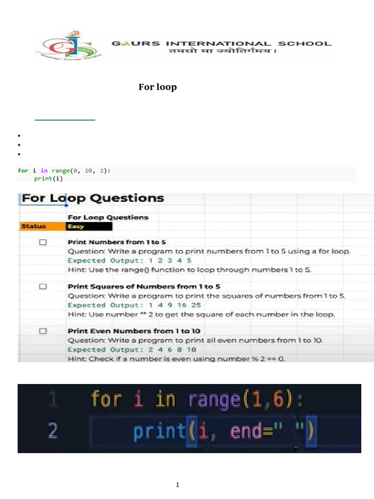 For Loop | PDF