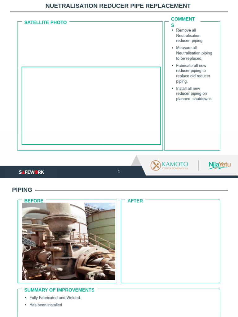 Luilu - Ore Recieving and Rectifier Reducer Pipes Replacement | PDF