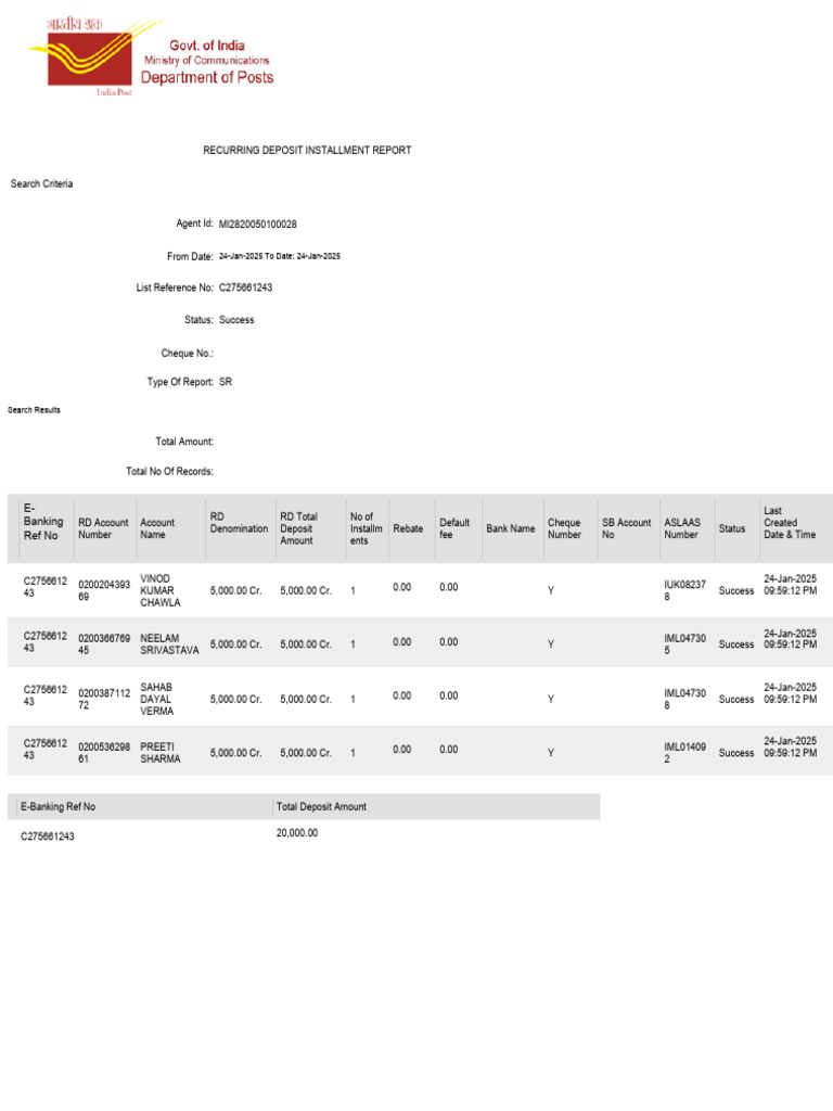 Recurring Deposit Installment Summary | PDF
