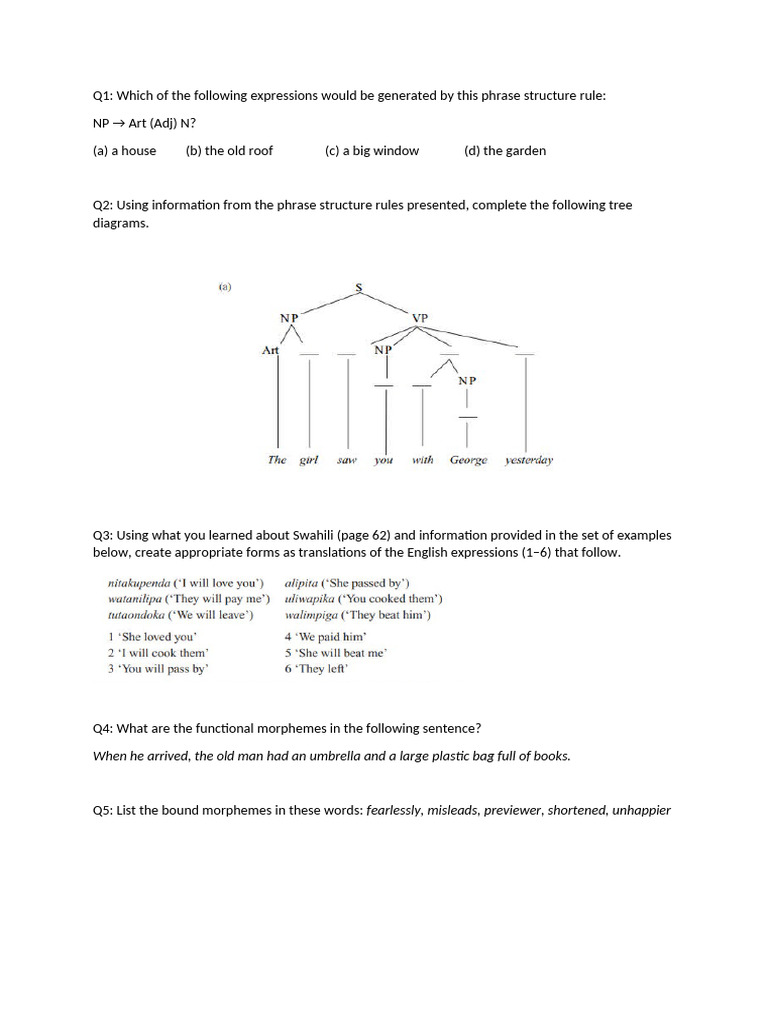 Phrase Structure and Morpheme Analysis | PDF