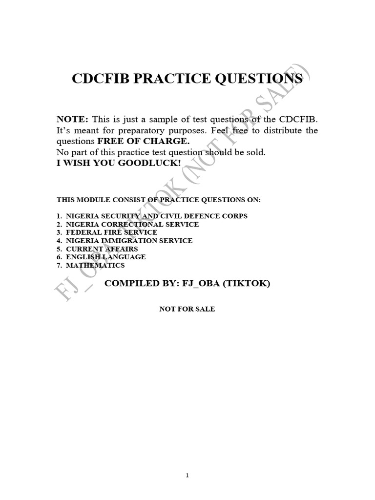 Cdcfib Practice Questions@Fj - Oba (Tiktok) | PDF | Prison