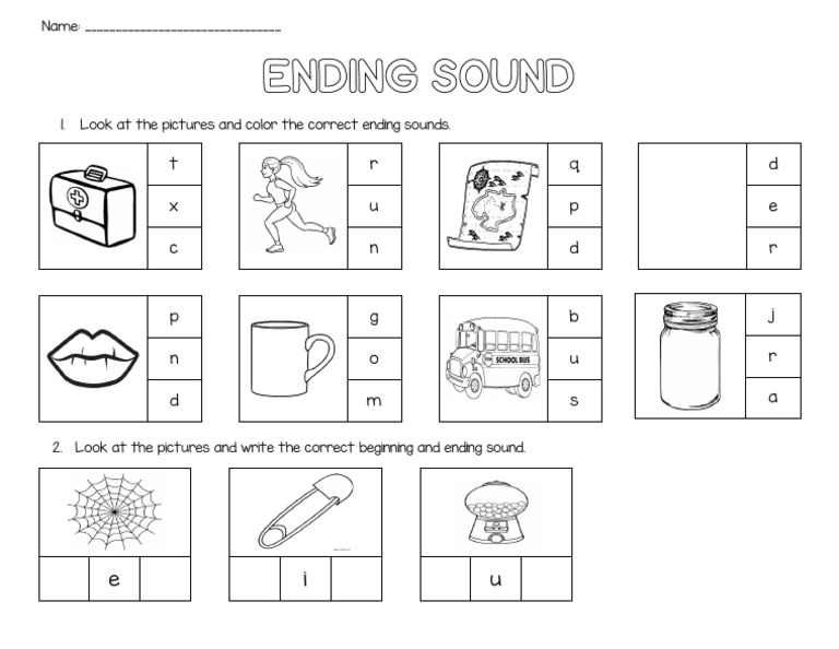 Ending Sounds Worksheet for Kindergarten | PDF