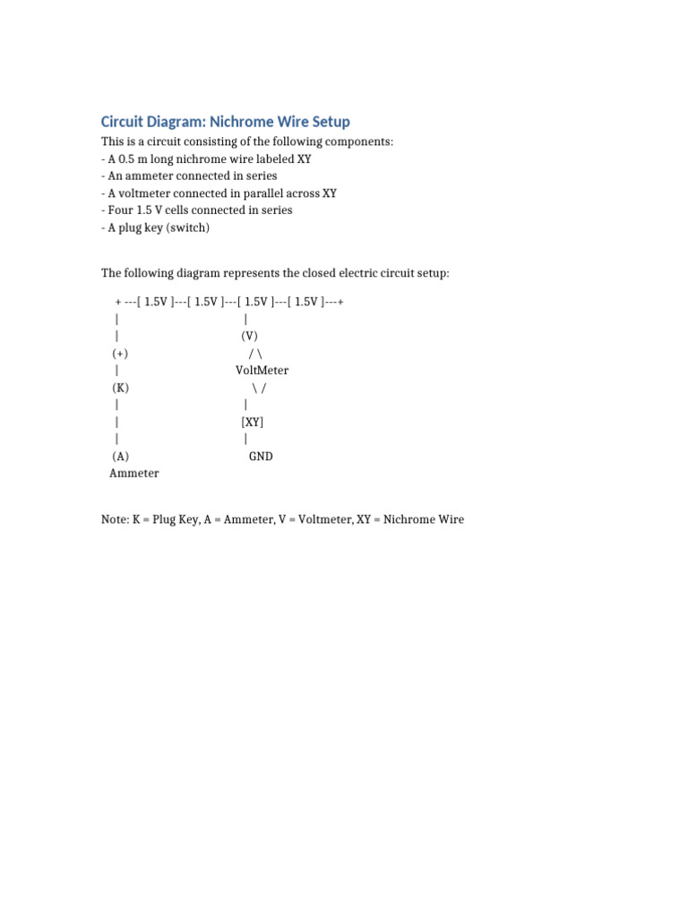 Nichrome Wire Circuit Diagram | PDF
