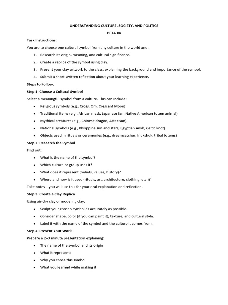 Cultural Symbol Project Guidelines | PDF