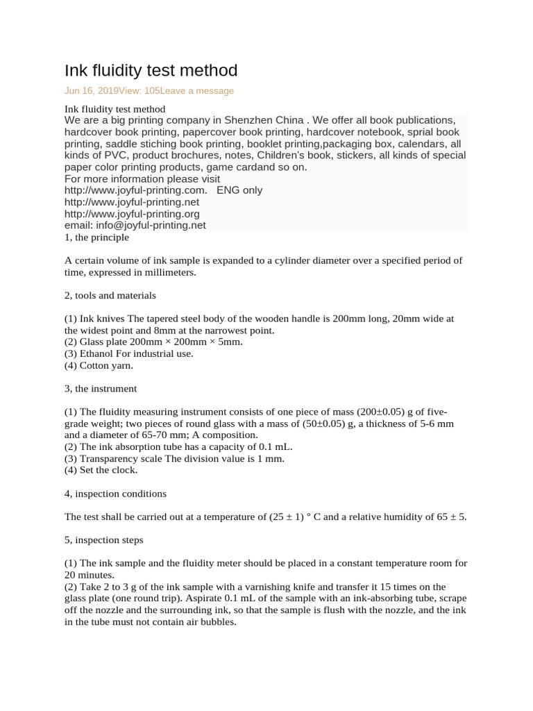Ink Fluidity and Viscosity Testing Guide | PDF | Viscosity | Applied ...