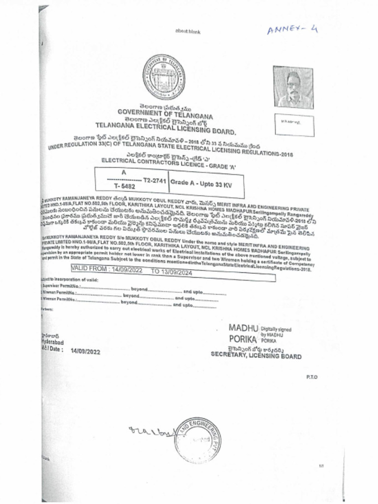 Annex-4 Electrical Licence | PDF