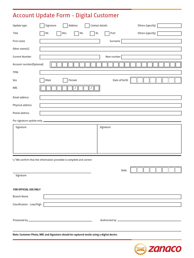 Account Update Form - Digital Banking | PDF
