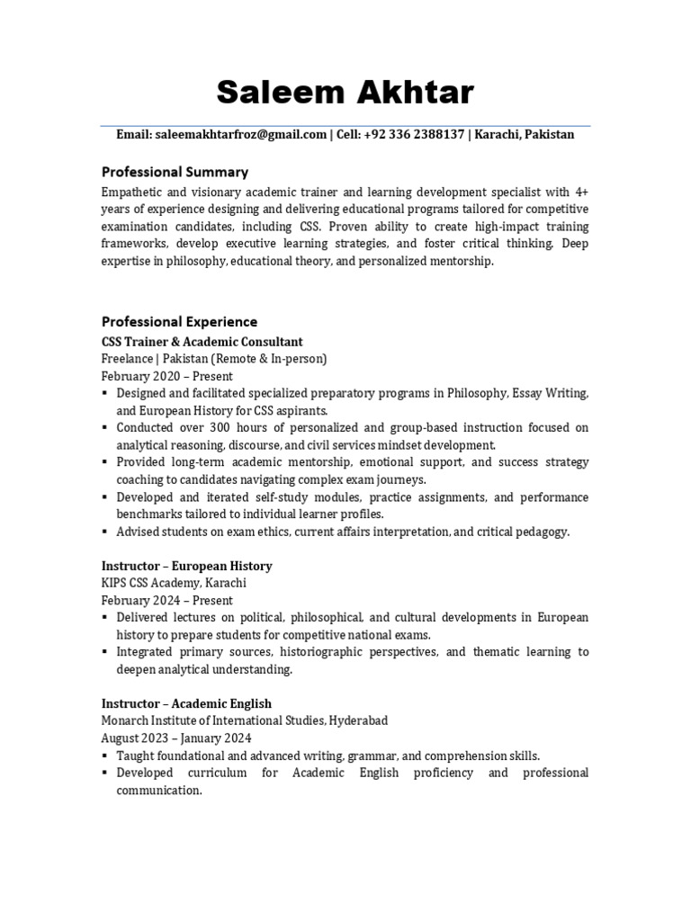 CSS Exam Trainer & Academic Consultant | PDF | Learning | Liberal Arts ...