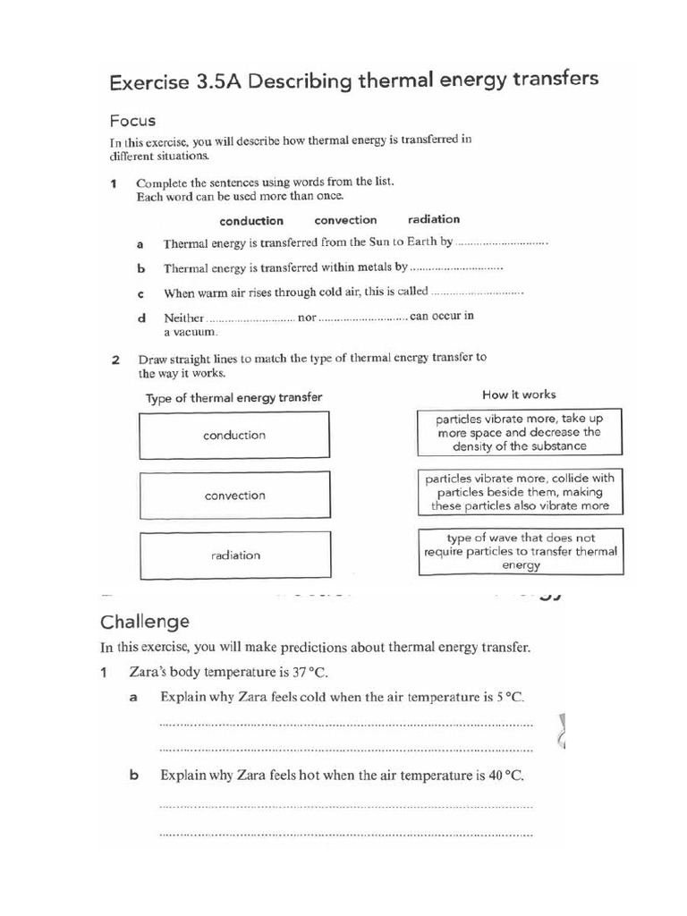 Thermal Energy Worksheet | PDF