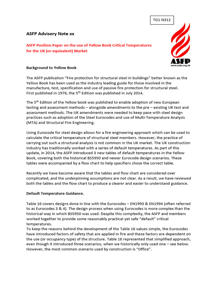 ASFP Yellow Book Critical Temperatures Guide | PDF