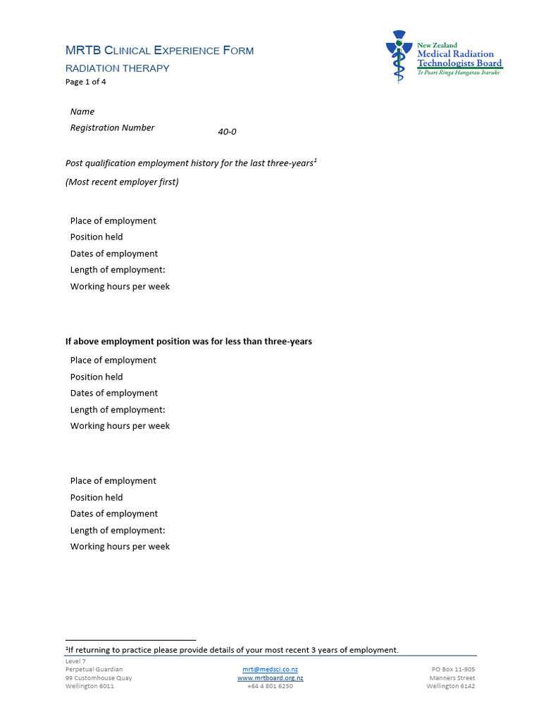 MRTB License Exam Clinical Experience Form | PDF | Theory Of Medicine ...
