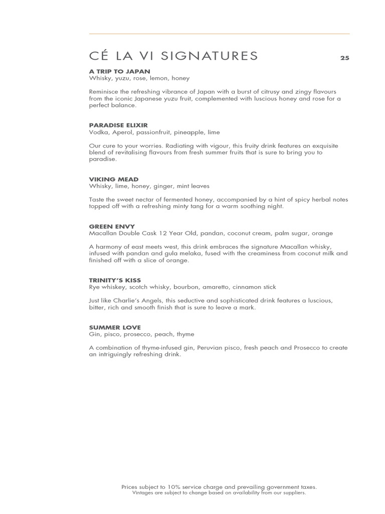 Unique Cocktails and Beverages Menu | PDF | Whisky | Drink
