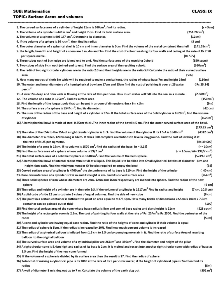 Exam | PDF | Sphere | Area