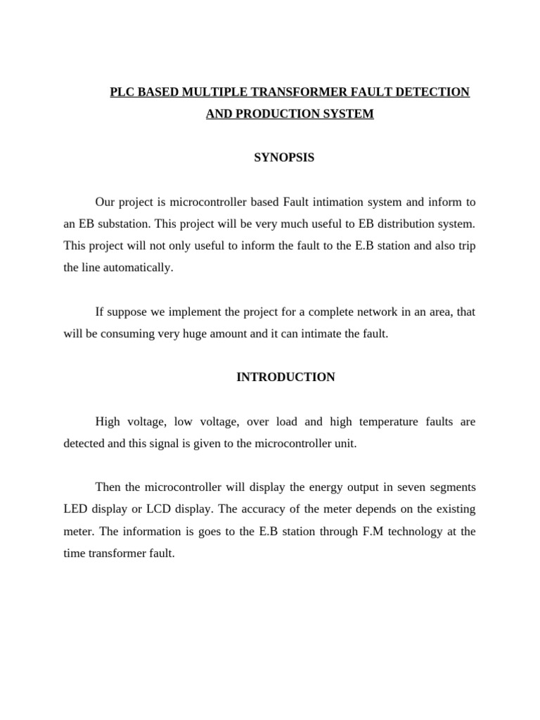 Transformer Fault Detection System | PDF