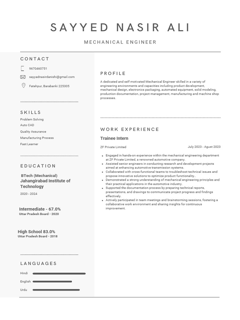 Nasir New Updated Resume | PDF | Engineering | Learning