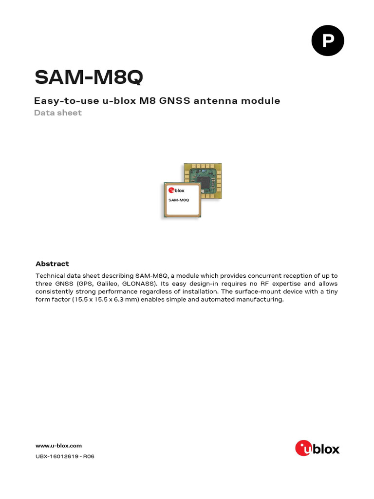 SAM-M8Q GNSS Antenna Module Data Sheet | PDF | Global Positioning ...