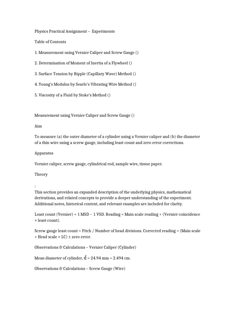 Physics Practical Assignment 20 Pages Clean Rebuilt | PDF | Viscosity ...