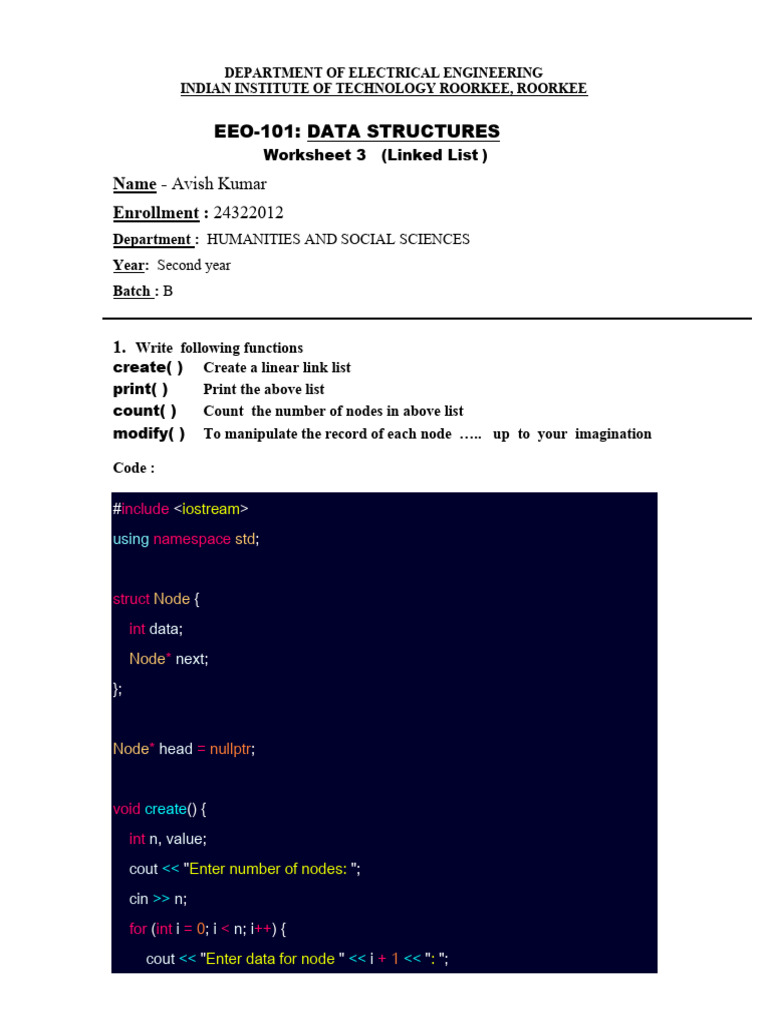 Department of Electrical Engineering | PDF | Namespace | Pointer (Computer Programming)