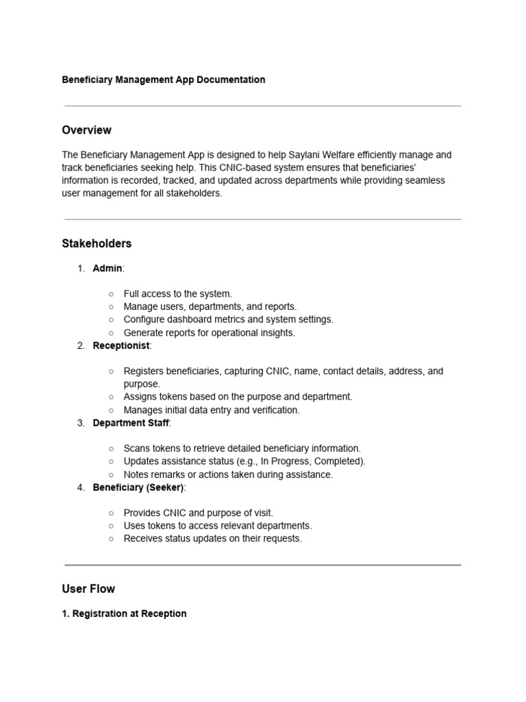 Beneficiary Management App Documentation | PDF | Databases | Data ...