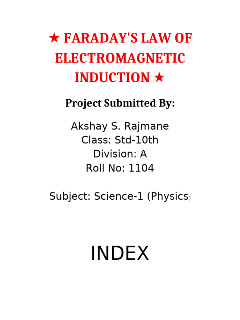 Faraday's Law of Electromagnetic Induction | PDF | Electromagnetic ...