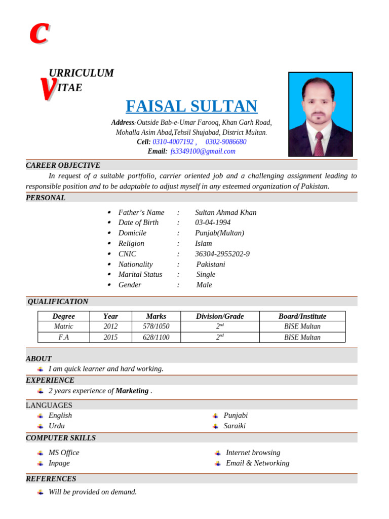 Curriculum Vitae of Faisal Sultan | PDF