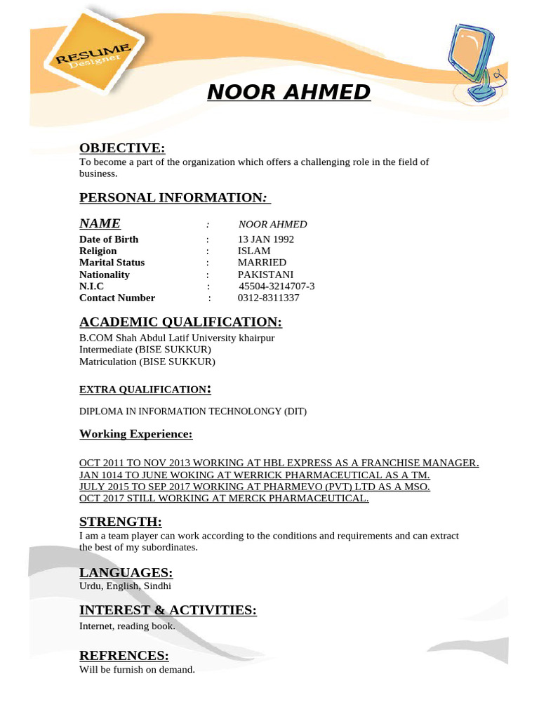 Noor Ahmed's Professional Resume | PDF