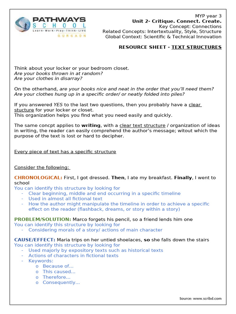 Resource Sheet - TEXT STRUCTURE | PDF | Narrative | The Giver
