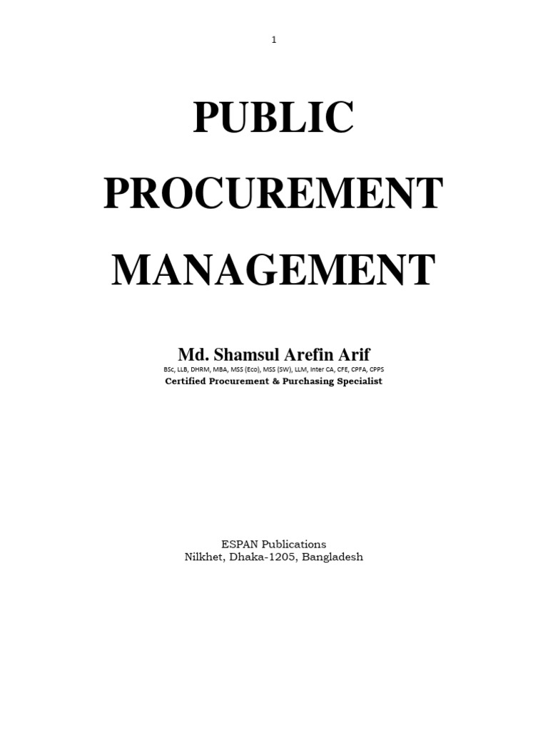 Public Procurement Management MD Shamsul | PDF | Procurement | Logistics