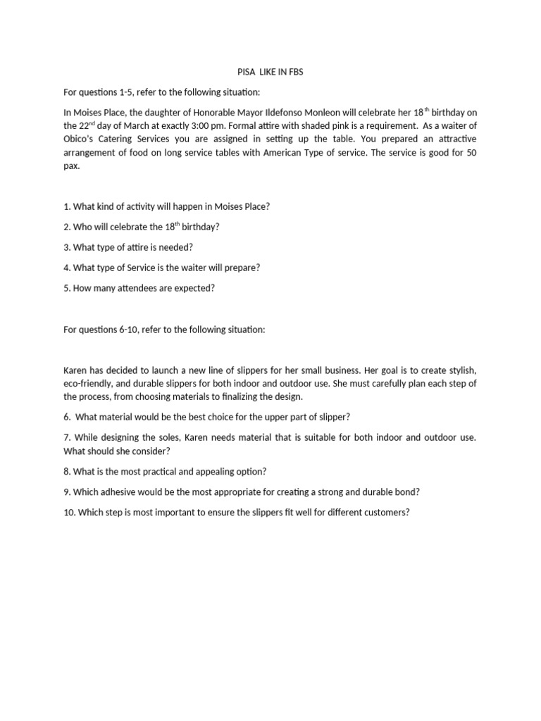 Pisa Like in FBS | PDF