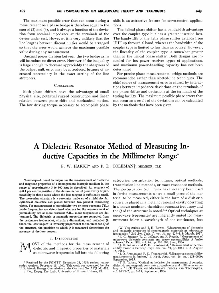 TMTT 1960 1124749 | PDF | Permittivity | Physical Sciences