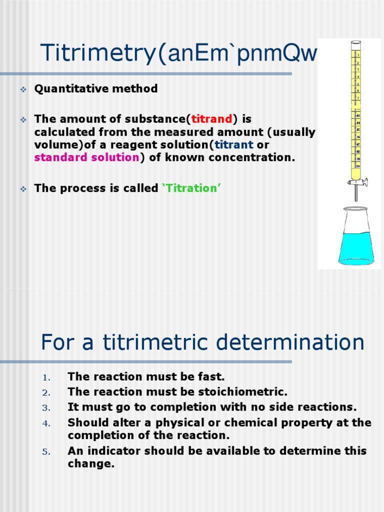 Titrimetry (anEm'pnmQwQy) | PDF | Titration | Chemistry