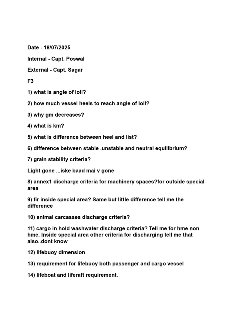 Date - 18-07-2025_Internal - Capt. Poswal_External... | PDF | Ships ...