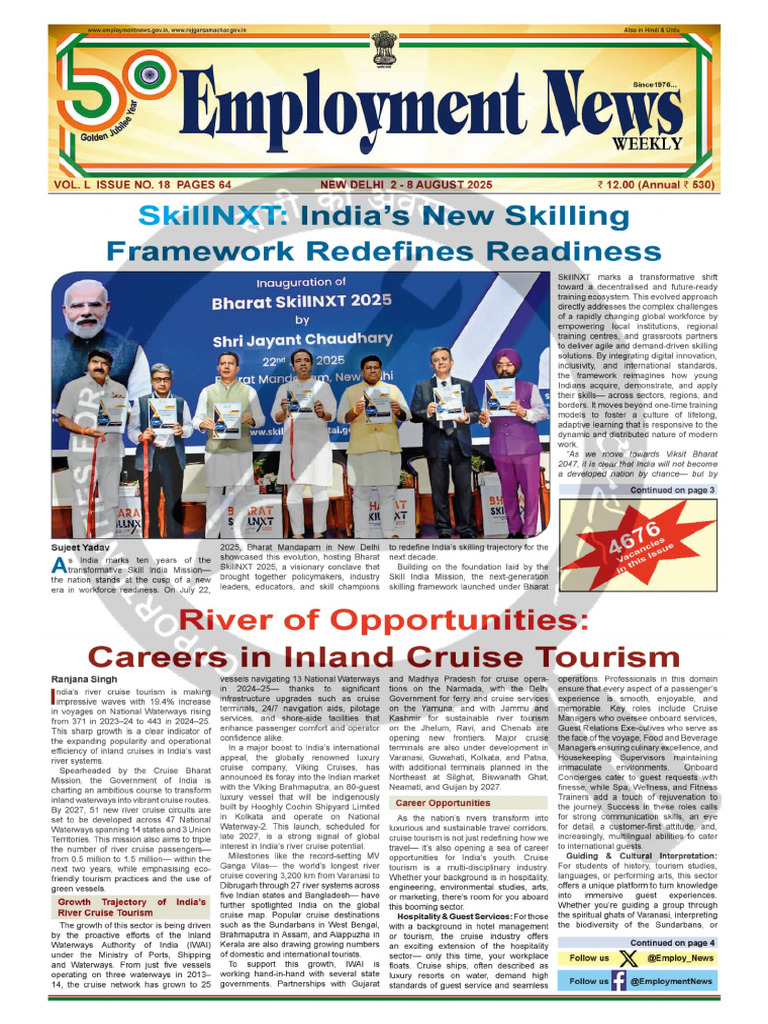 Employment News - Issue No 18, 02 - 08 August 2025 - Ocr | PDF | Tourism