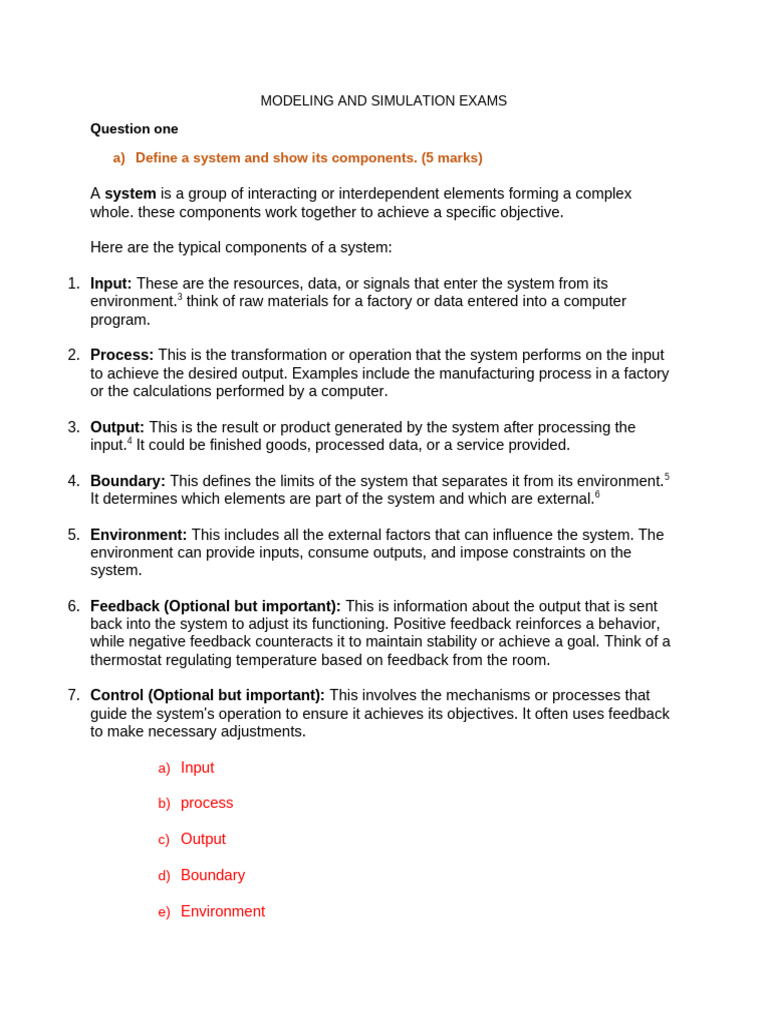 System Modeling and Simulation Exam Guide | PDF | Conceptual Model ...