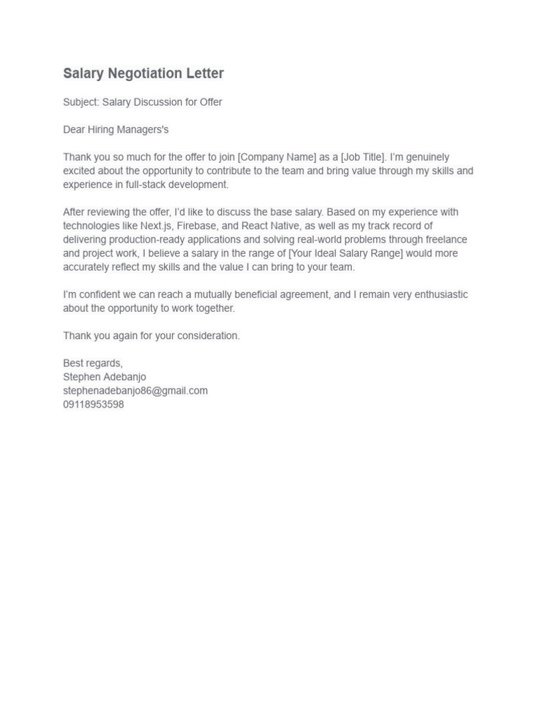 Salary Negotiation Letter | PDF