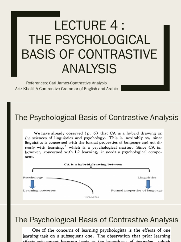 Psychological Foundations of Contrastive Analysis | PDF