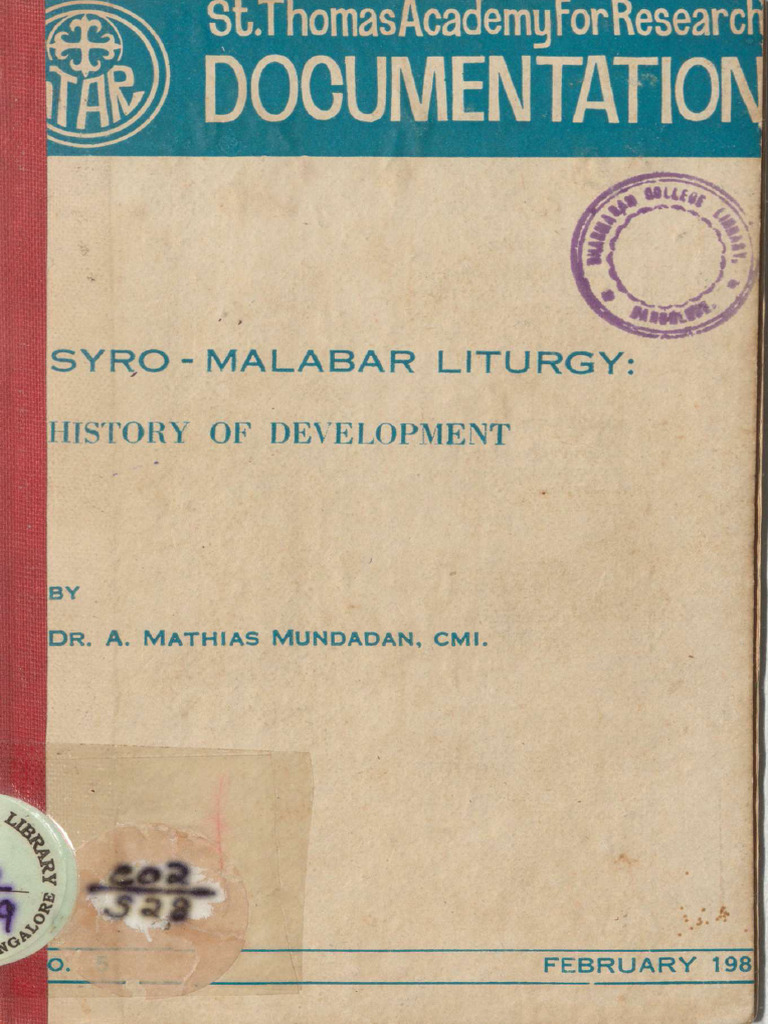 1982 Syro Malabar Liturgy History of Development (1) | PDF
