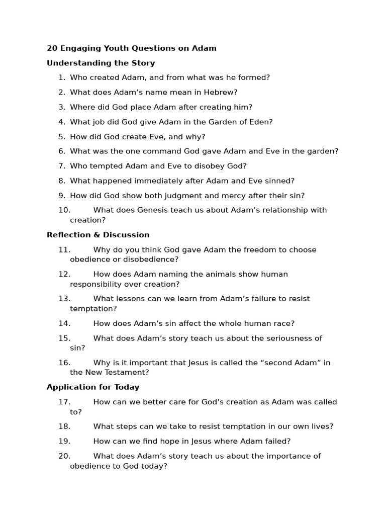 Engaging Questions on Adam's Story | PDF